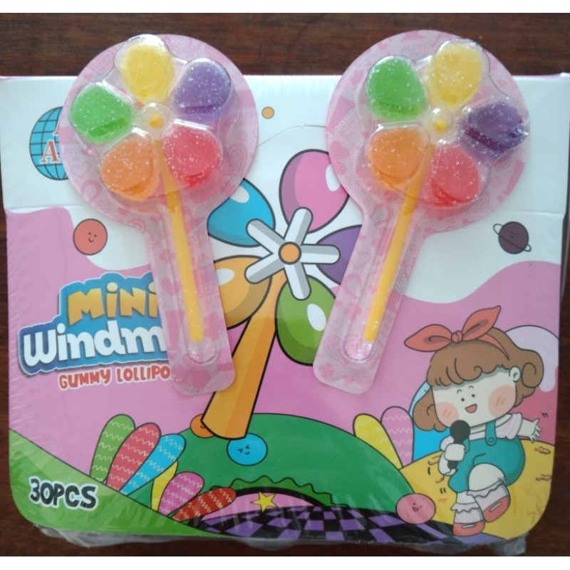 Jual permen gummy lollipop Mini windmill bentuk kipas aneka rasa buah ...