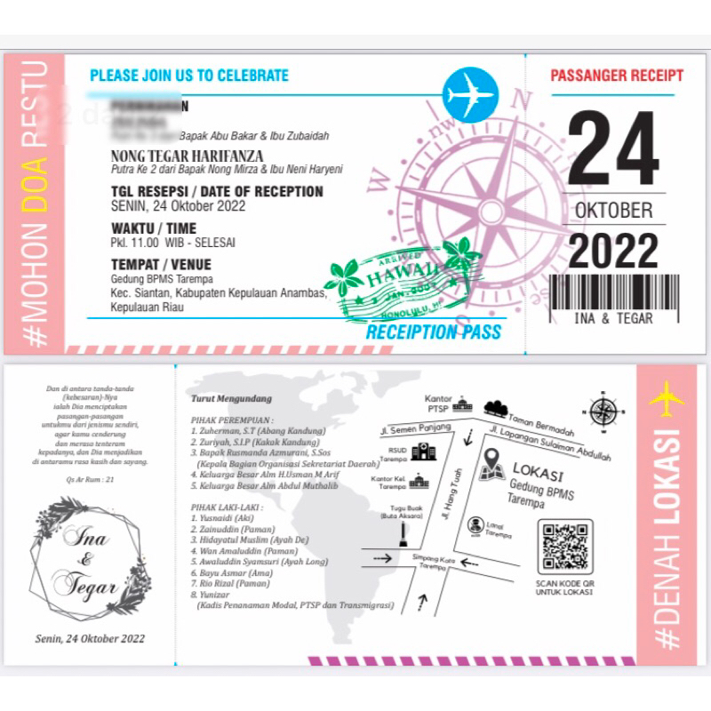 Jual Undangan Pernikahan dan khitanan Model pasport & Boarding Pass ...