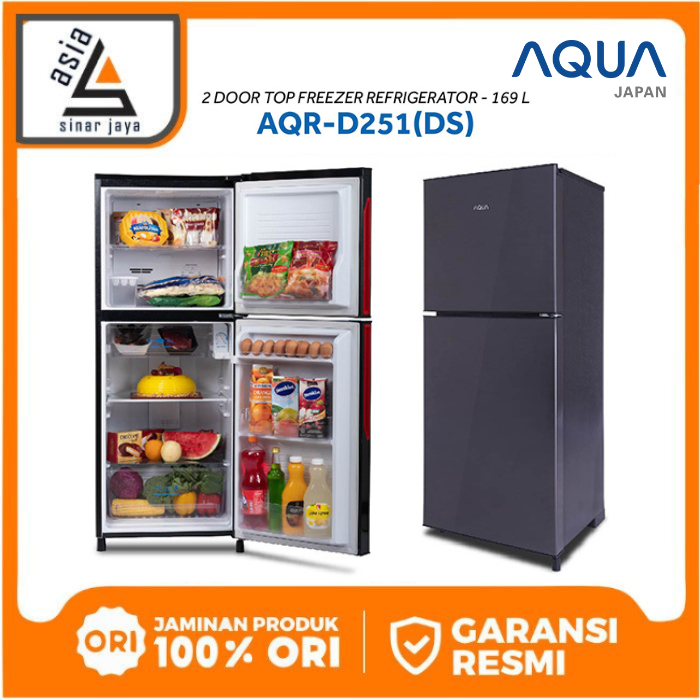 Jual AQUA Elektronik Kulkas 2 Pintu 169 Liter AQR D251 (DG) [Jabodetabek Only] | Shopee Indonesia