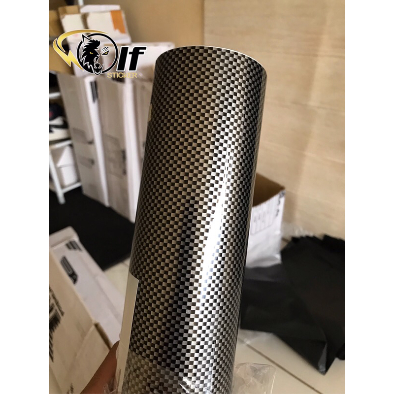 Jual sticker skotlet karbon 2D kevlar motif catur hitam silver glossy ...