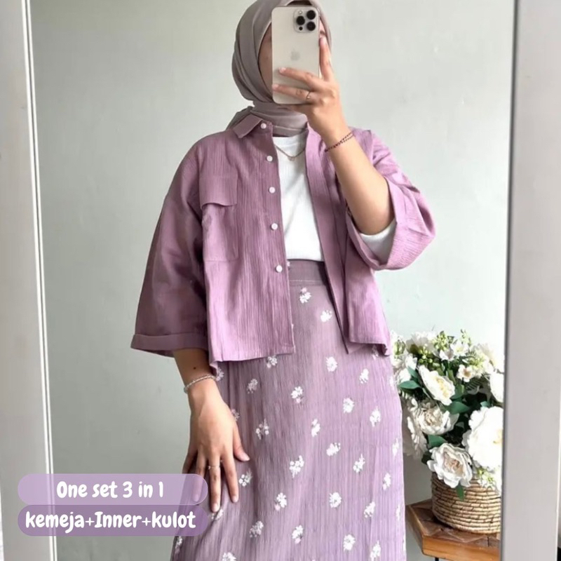 Jual ONE SET 3 in 1 KEMEJA+INNER+ROK ( READY) / one set / One set ...