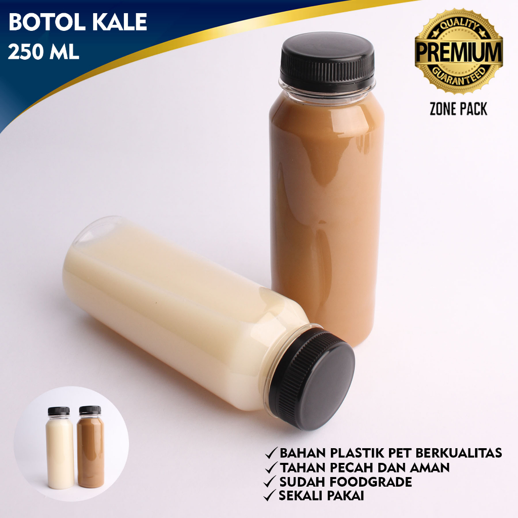 Jual Botol Plastik Kale 250 ml| Botol Minuman PET Satuan | Botol Platik Jus | Botol Bulat ...