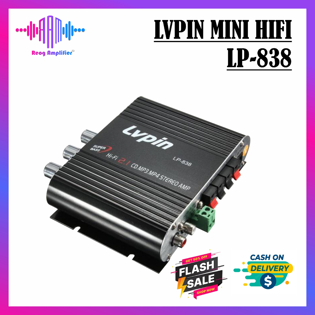 Jual LVPIN Mini HiFi Stereo Amplifier Treble Bass Booster 12V - LP-838 | Shopee Indonesia