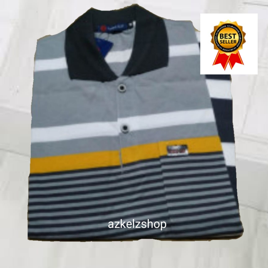 Jual Baju kaos kerah pria motif salur lengan pendek pakai saku II ...