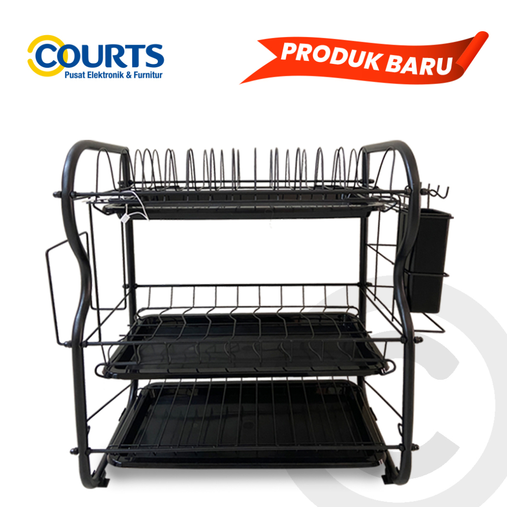 Jual FREEMIR RAK PIRING- DISH RACK 3 LAYER WITH PLATE BLACK | Shopee ...