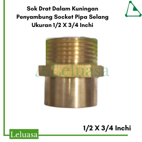 Jual Sok Drat Dalam Kuningan Penyambung Socket Pipa Selang Ukuran 1/2 X 3/4 Inchi | Shopee Indonesia
