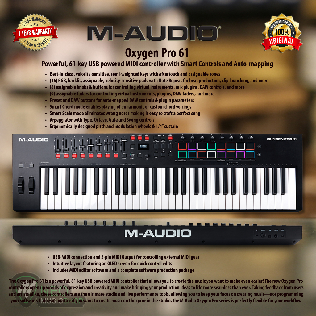 Jual M AUDIO Oxygen Pro 61 61-key USB powered MIDI controller | Shopee Indonesia