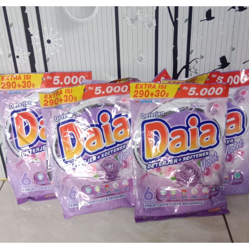 Jual DAIA Deterjen + softener Violet extra isi 290+30g, pink dan putih ...