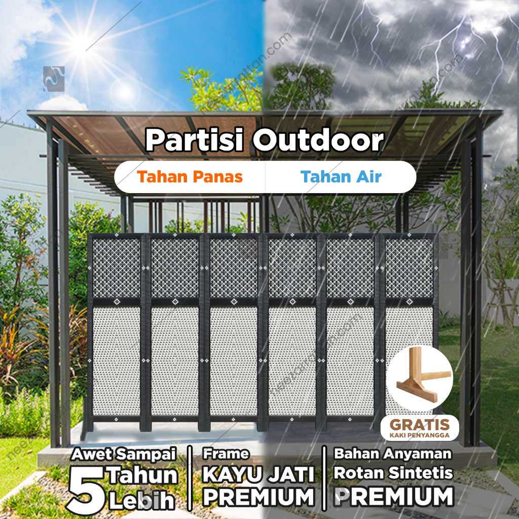 Jual PARTISI OUTDOOR 6 Pintu No 9 Kayu JATI Sketsel Rotan , Pembatas ...