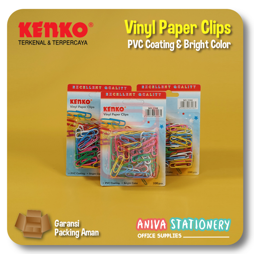 Jual KENKO Paper Clip Warna 3100 Klip Penjepit Kertas Warna Warni Fancy ...