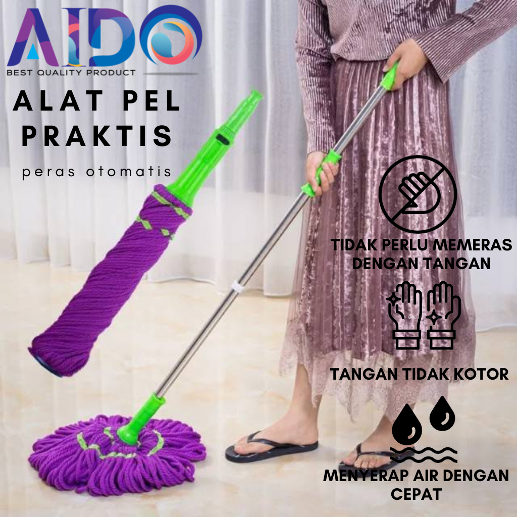 Jual Alat Pel Lantai Peras Otomatis -alat pel magic Twist Mop Alat Pel ...