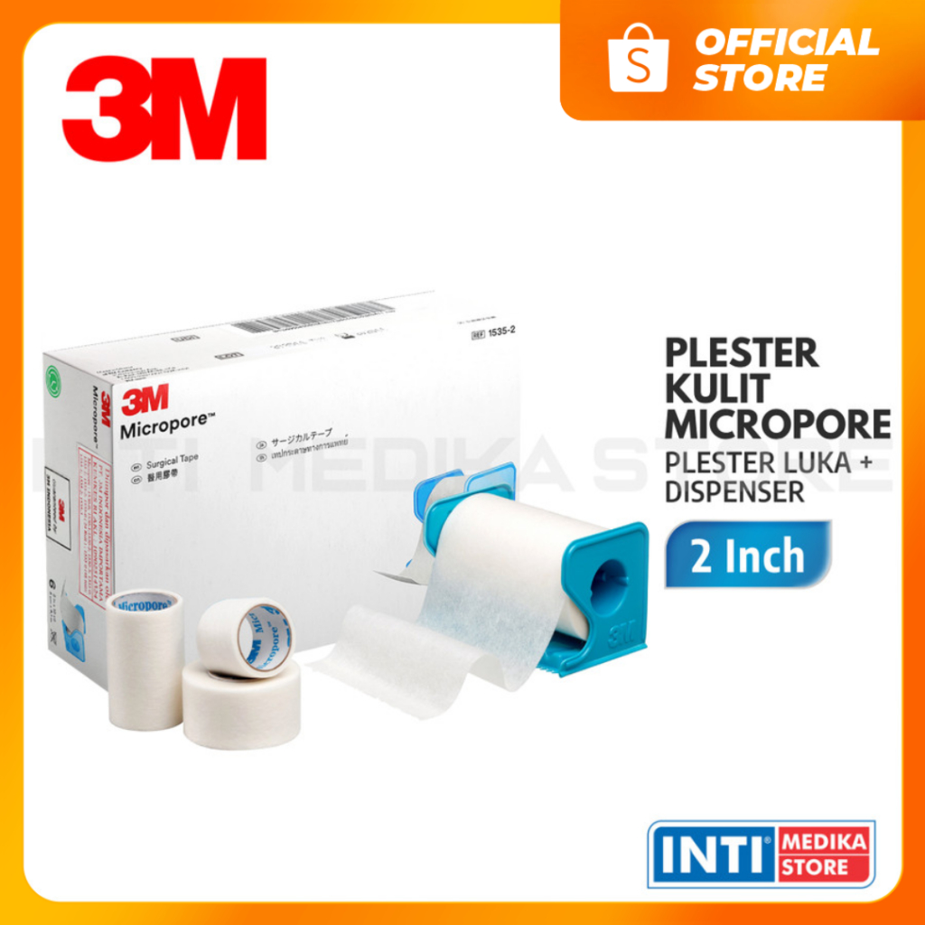 Jual 3M - Plester Kulit MICROPORE 2 Inch + Dispenser | Plester Luka ...