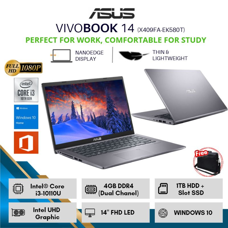 Jual ASUS Vivobook X409FA-EK580T 14" FHD/Core i3-10110U/4GB/1TB HDD ...