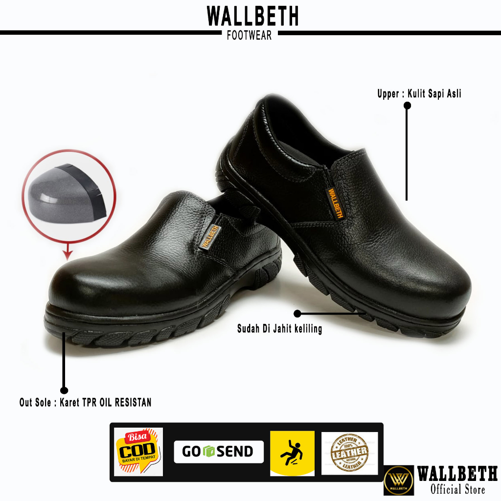 Jual KING WALLBETH W05 SEPATU SAFETY BOOTH slip on KULIT SAPI ASLI ...