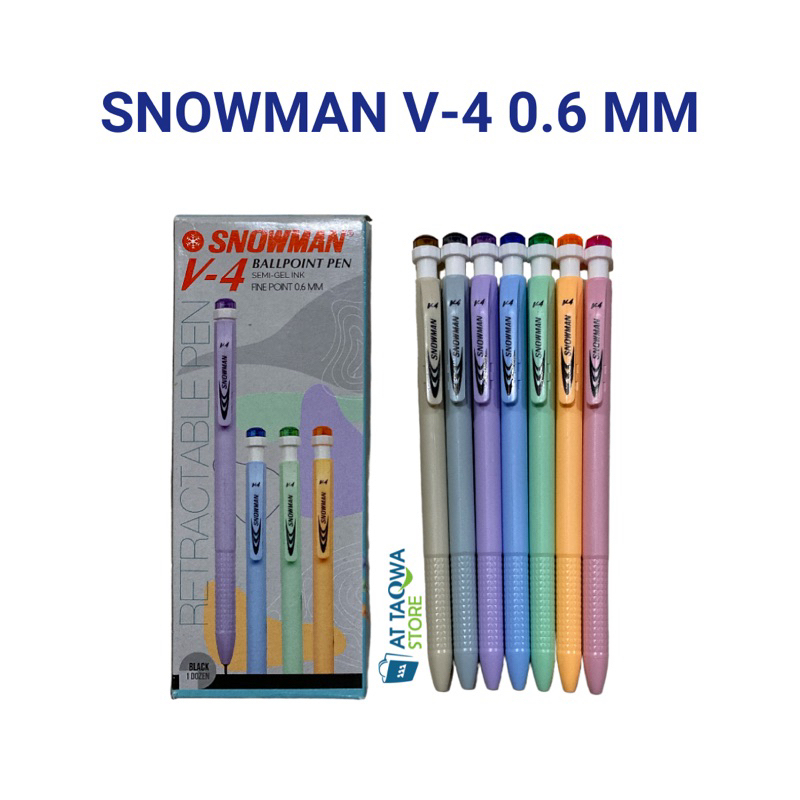 Jual Pulpen Snowman V-4 0.6 Tinta Hitam - Ballpoint Pen Semi Gel Ink ...