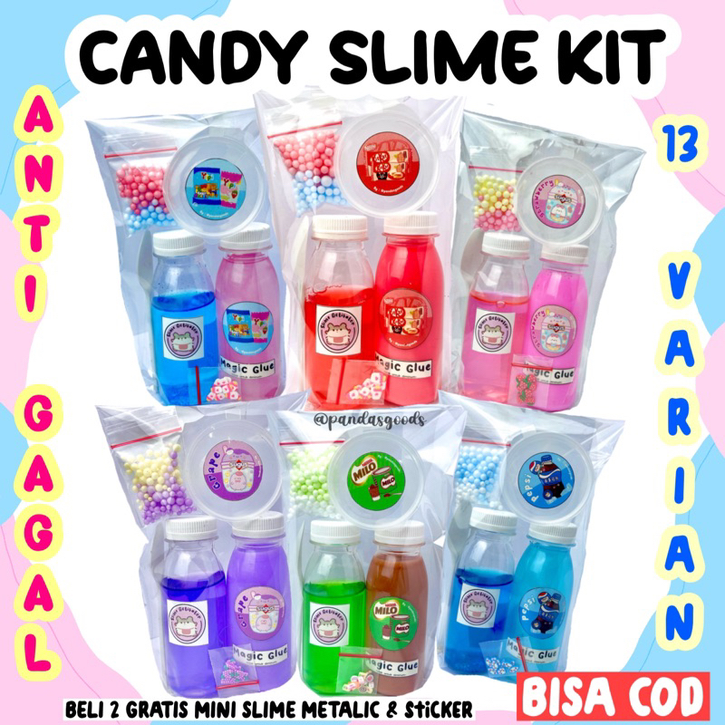 Jual BELI 2 GRAT1SS SLIME | SLIME KIT CANDY 13 VARIAN BAHAN SLIME ANTI ...