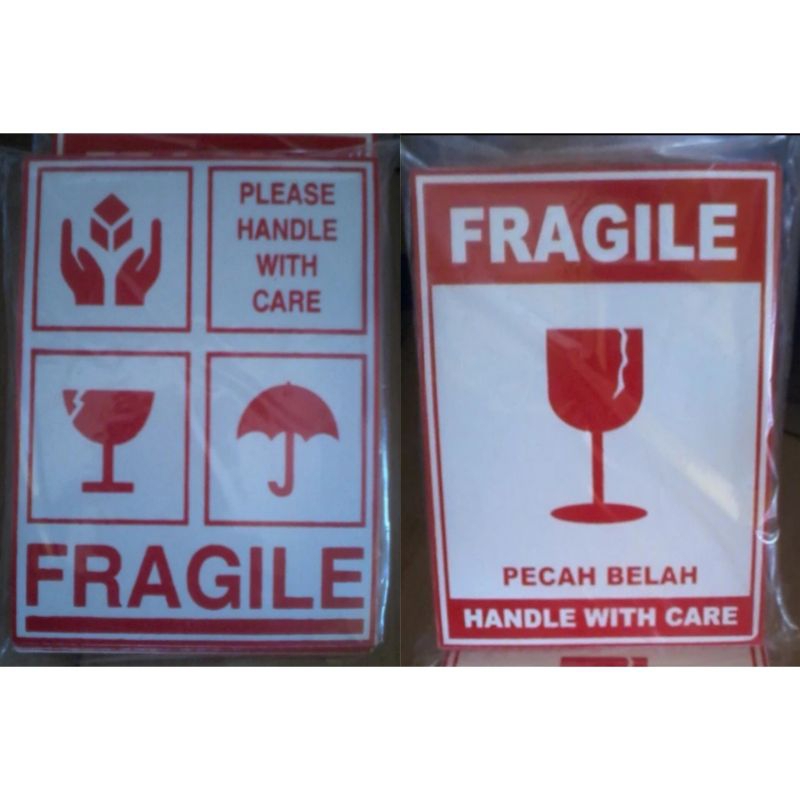 Jual Per pcs Stiker Label Pengiriman Stiker Fragile Stiker Pecah Belah ...