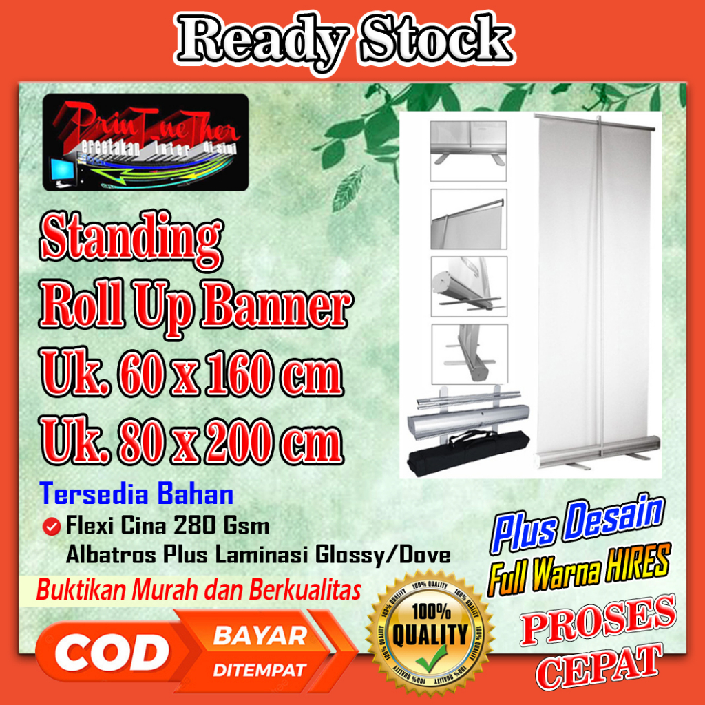 Jual X Banner/Roll Up Banner Bahan Flexy Cina 280/Albatros Uk. 60x160/80x200 Cm Cetak + Desain ...