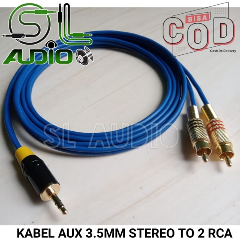 Jual kabel audio jack mini aux 3.5mm stereo to 2 rca terlaris | Shopee ...