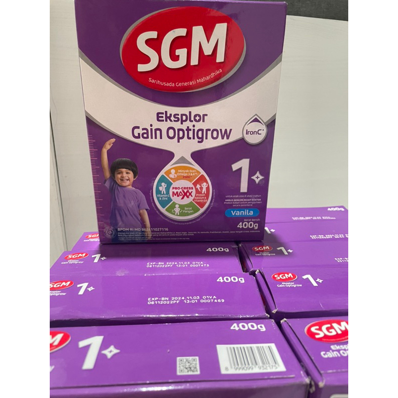 Jual Sgm Eksplor Gain Optigrow 1 Plus vanila 400 G Box Progress max ...