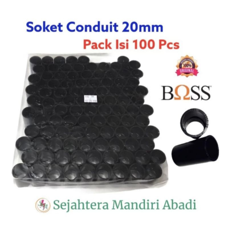 Jual Soket Pipa Listrik 20mn Boss Conduit Sok Konduit Hitam Pack 100 ...