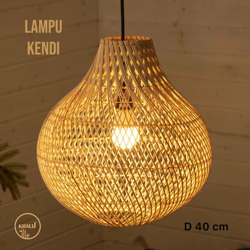Jual LAMPU ROTAN KENDI D 40 / LAMPU ROTAN MURAH / KAP LAMPU ROTAN ...