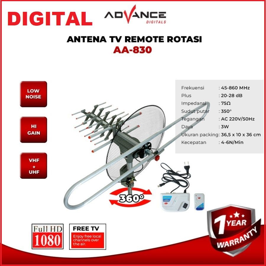 Jual ADVANCE ANTENA TV DIGITAL UFH ADVANCE AA-830 ORIGINAL | Shopee ...