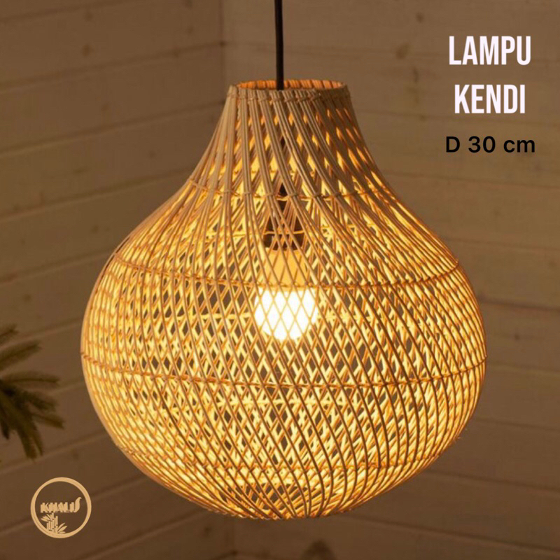 Jual LAMPU ROTAN KENDI D 30 / LAMPU ROTAN MURAH / KAP LAMPU ROTAN ...