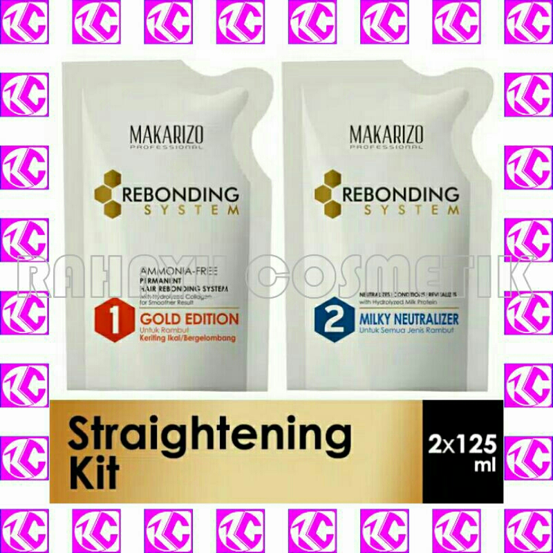 Jual Makarizo Professional Rebonding System Kit Gold Edition 125ml x ...