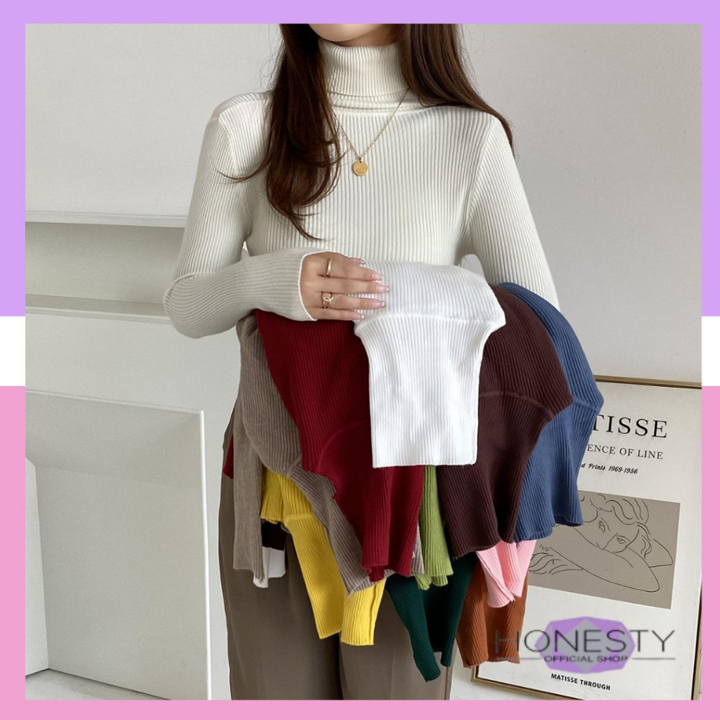 Jual Miss H ~ 231 Pakaian Wanita Inner Rajut Turtleneck Premium Lengan ...