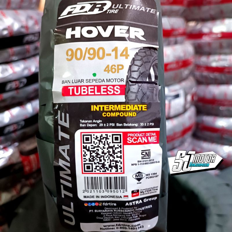 Jual Ban Luar FDR - HOVER 90/90-14 Tubeless Semi Rimba | Shopee Indonesia