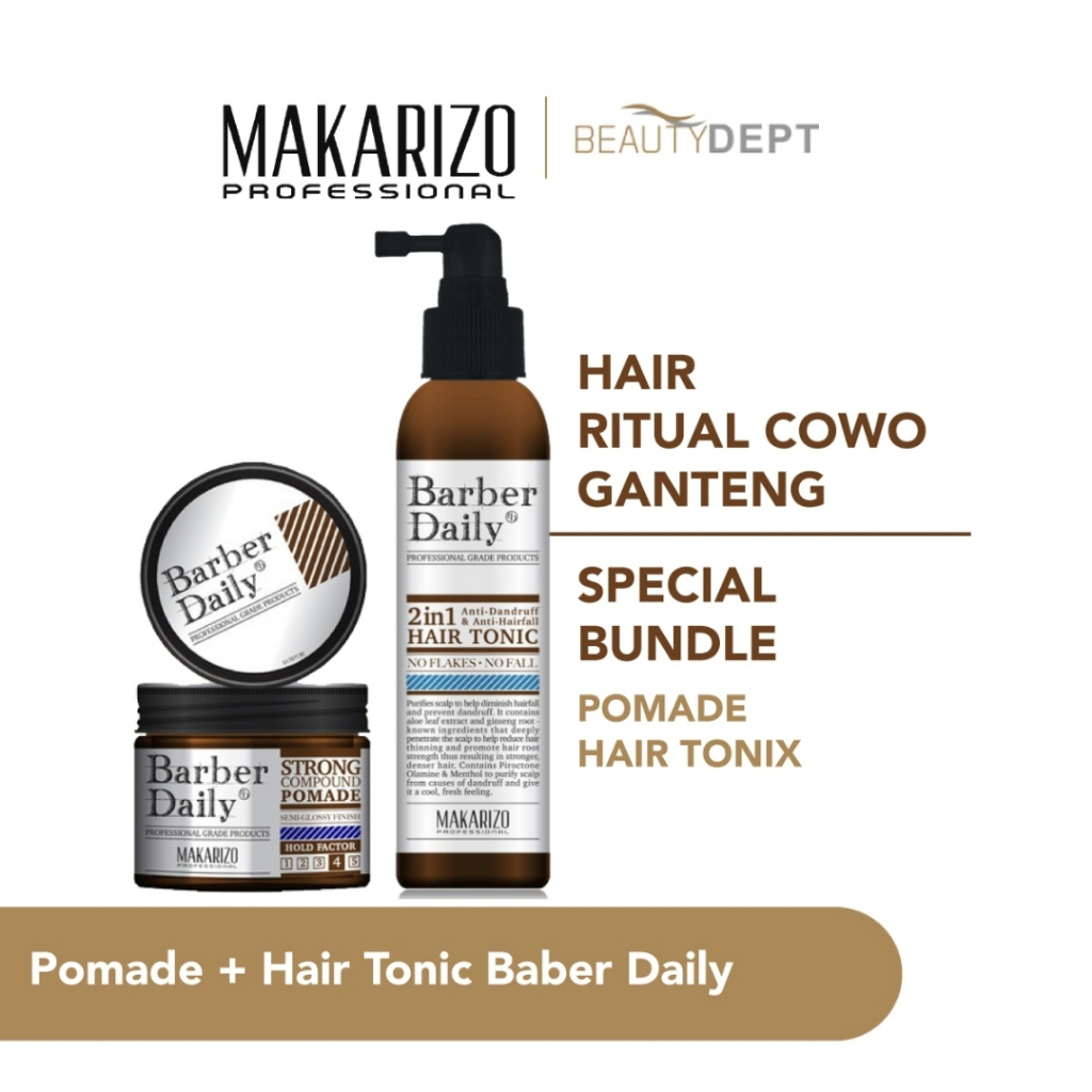 Jual Paket 1 - Makarizo Professional Pomade Strong 120ml + Hair Tonic ...