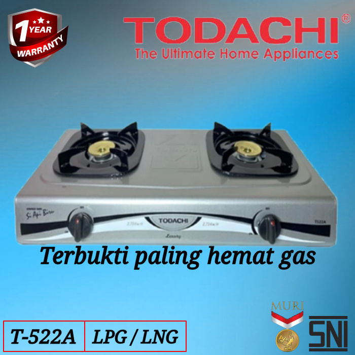 Jual KOMPOR GAS 2 TUNGKU TODACHI T-522A ( LPG / GAS ALAM - LNG ) | Shopee Indonesia