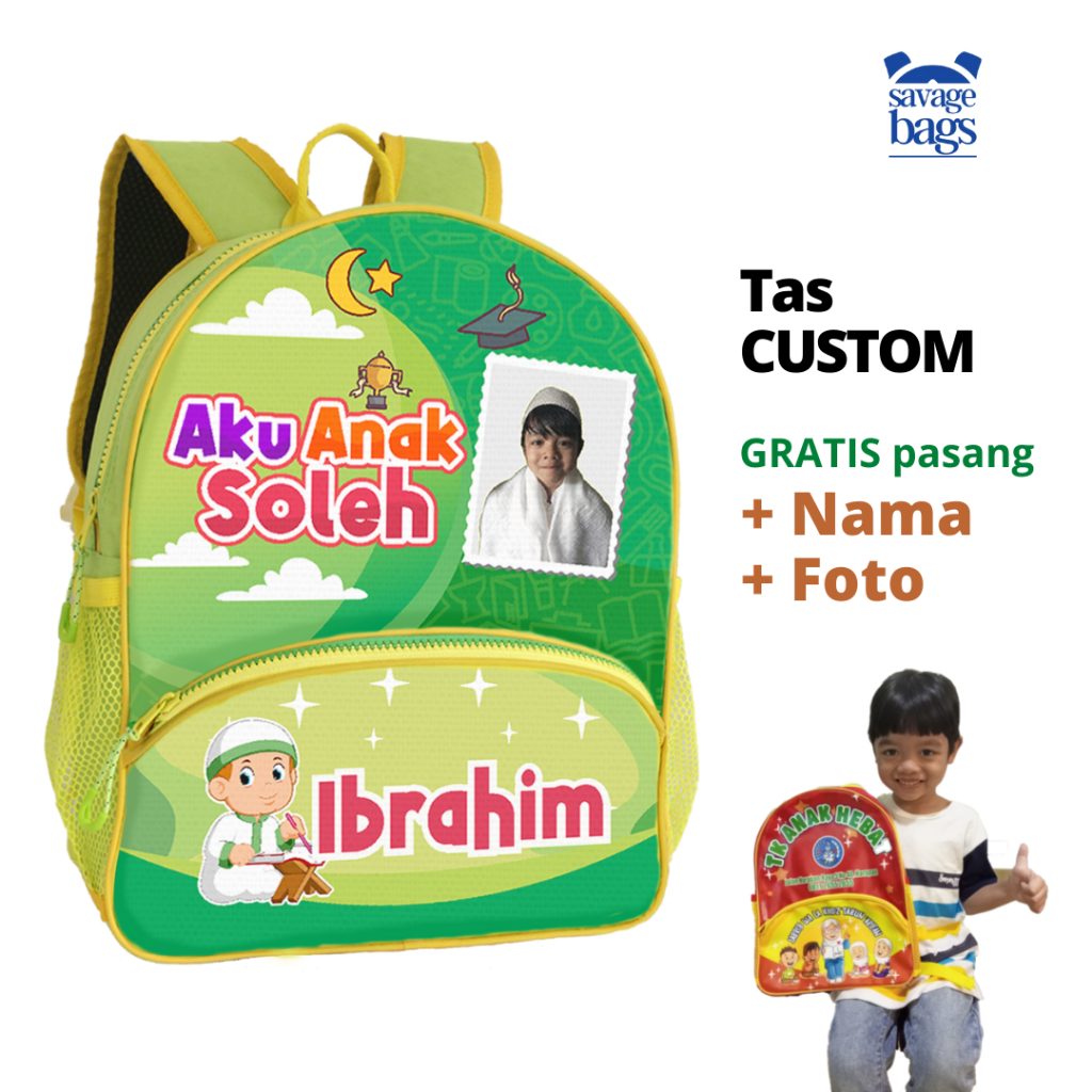 Jual Tas Ransel FREE Pasang NAMA & FOTO ~ SERI ANAK SOLEH SOLEHAH | 1 ...