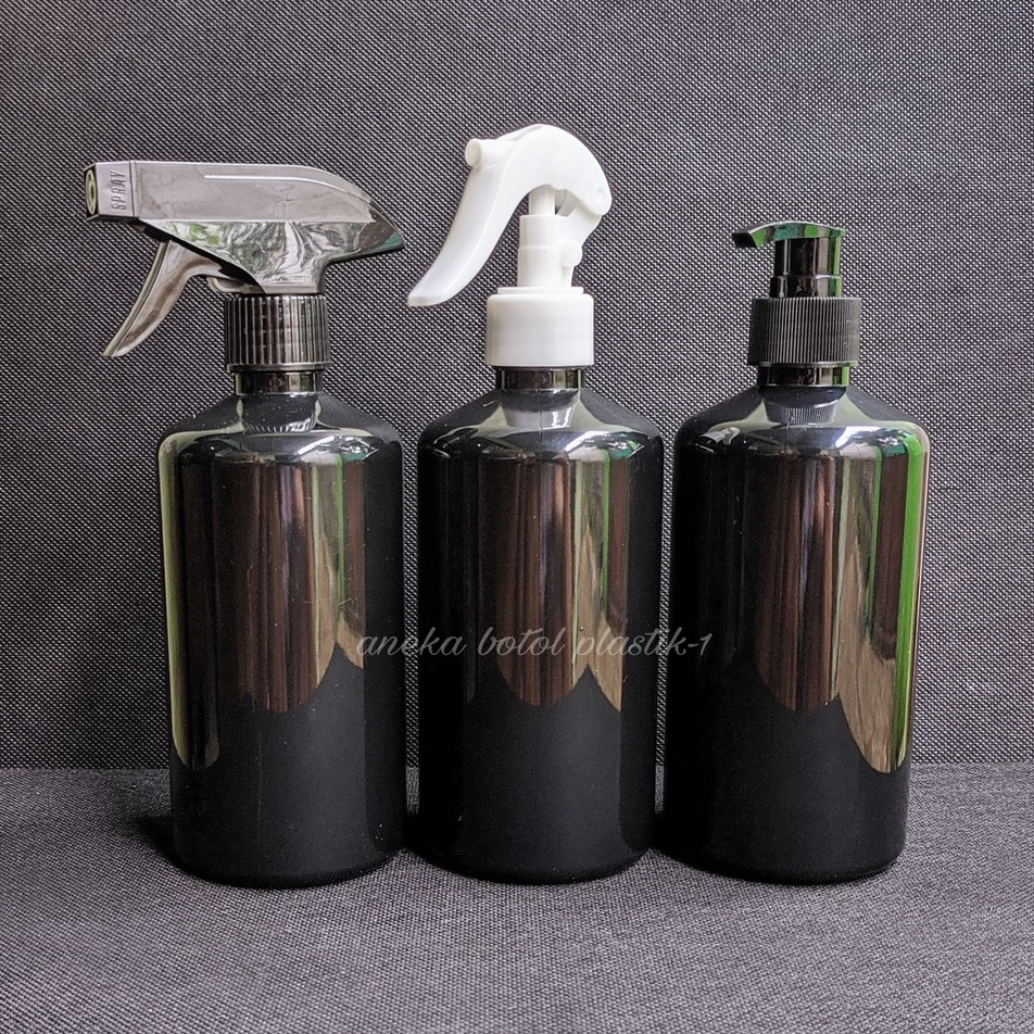 Jual botol pump 500ml hitam sabun cair / botol spray 500ml hitam pet ...