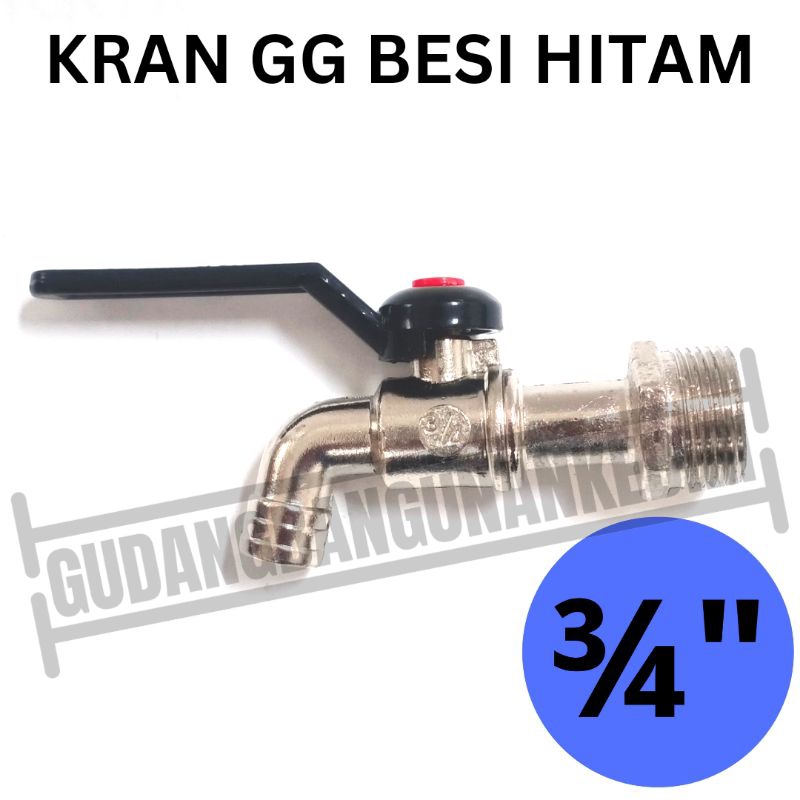Jual kran besi gagang hitam 3/4 inch GRT YSK | Shopee Indonesia