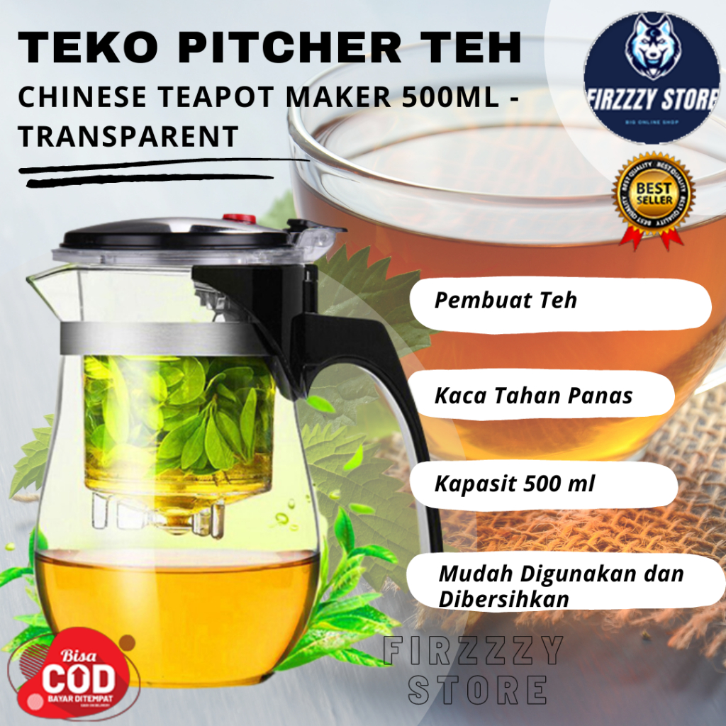 Jual Teko Pitcher Teh Chinese Teapot Maker 500ml - Transparent | Shopee Indonesia