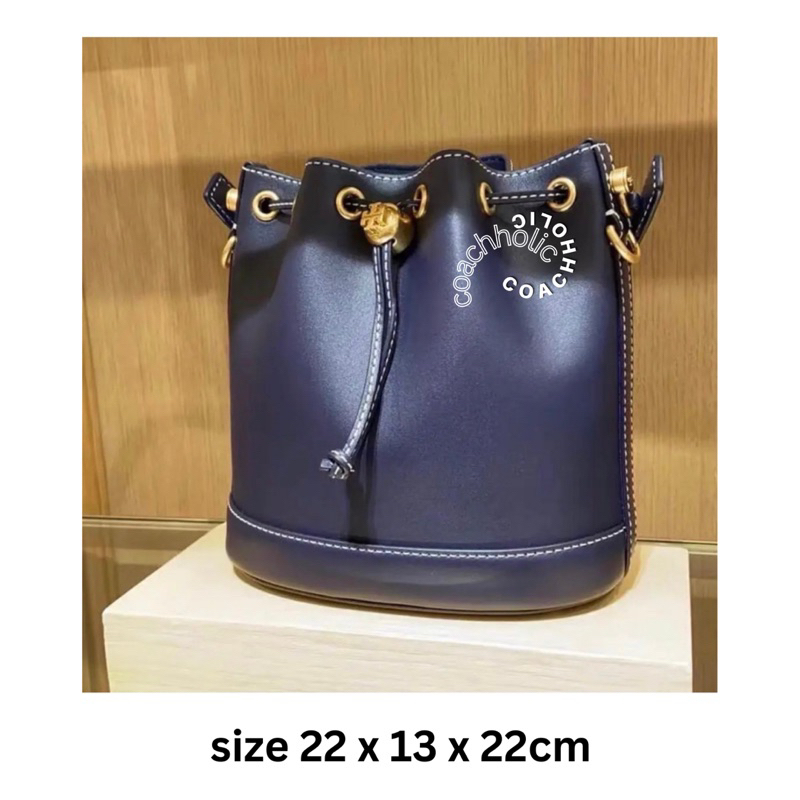 Jual tory burch T monogram bucket 21 navy | Shopee Indonesia