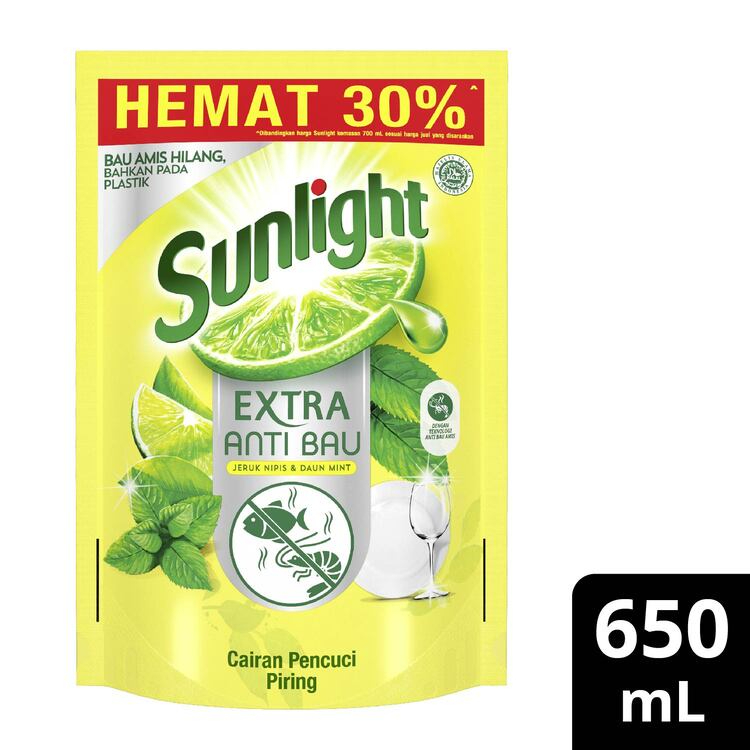 Jual SUNLIGHT EXTRA ANTI BAU JERUK NIPIS & DAUN MINT 650 ML (REFILL ...