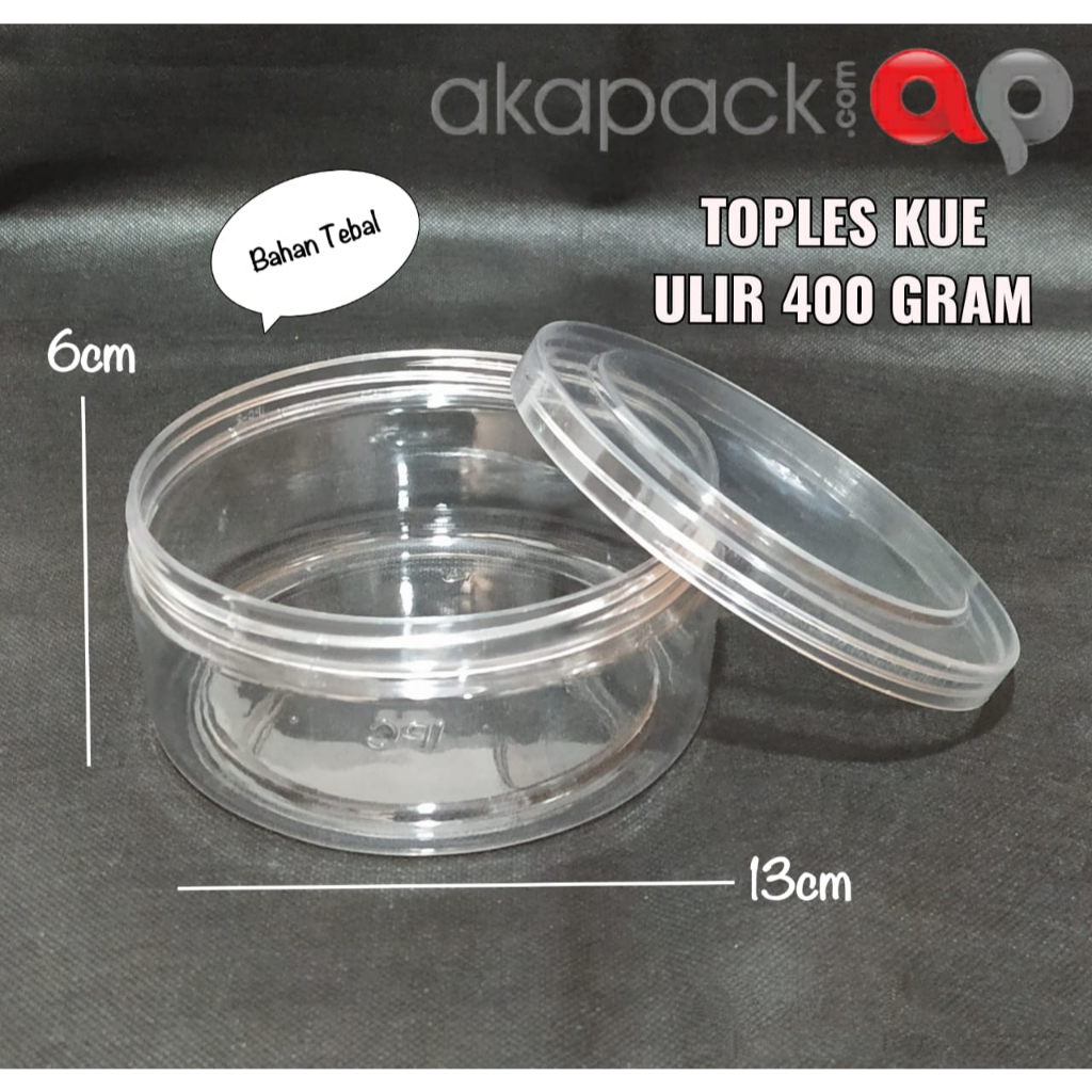 Jual Toples Plastik 400 gram Bahan Tebal / Toples Kue Tutup Ulir ...