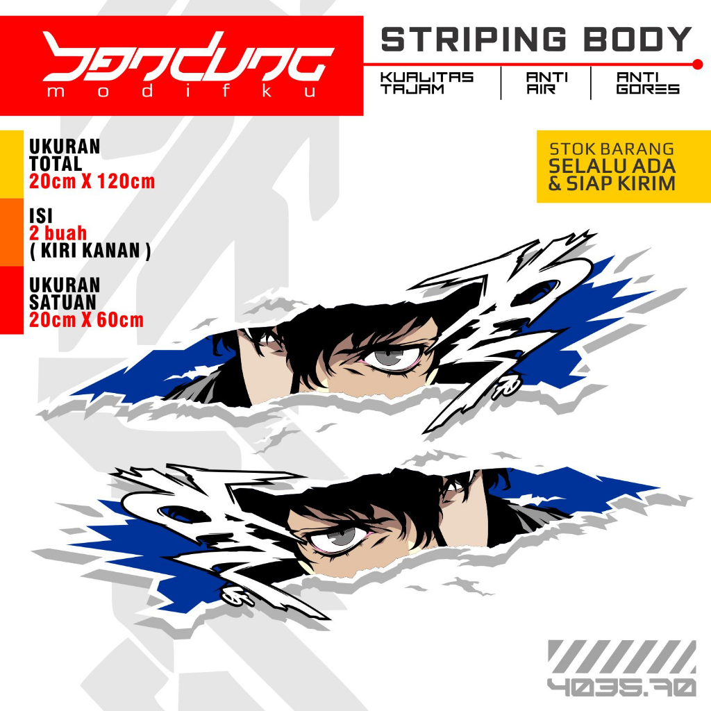Jual Stiker Decal striping MOTOR / MOBIL anime 2 | Shopee Indonesia