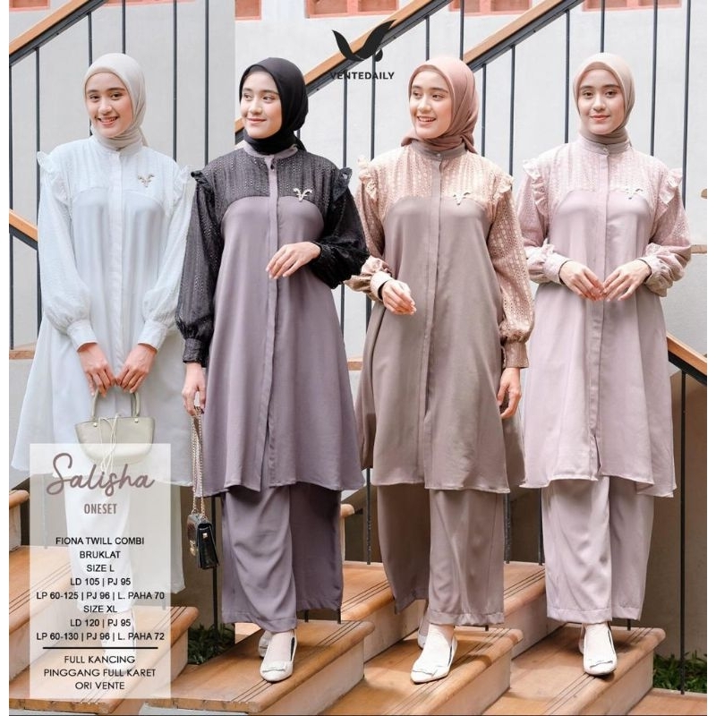 Jual SALISHA ONESET //SETELAN WANITA JUMBO // FIONA TWILL COMBI BRUKLAT ...