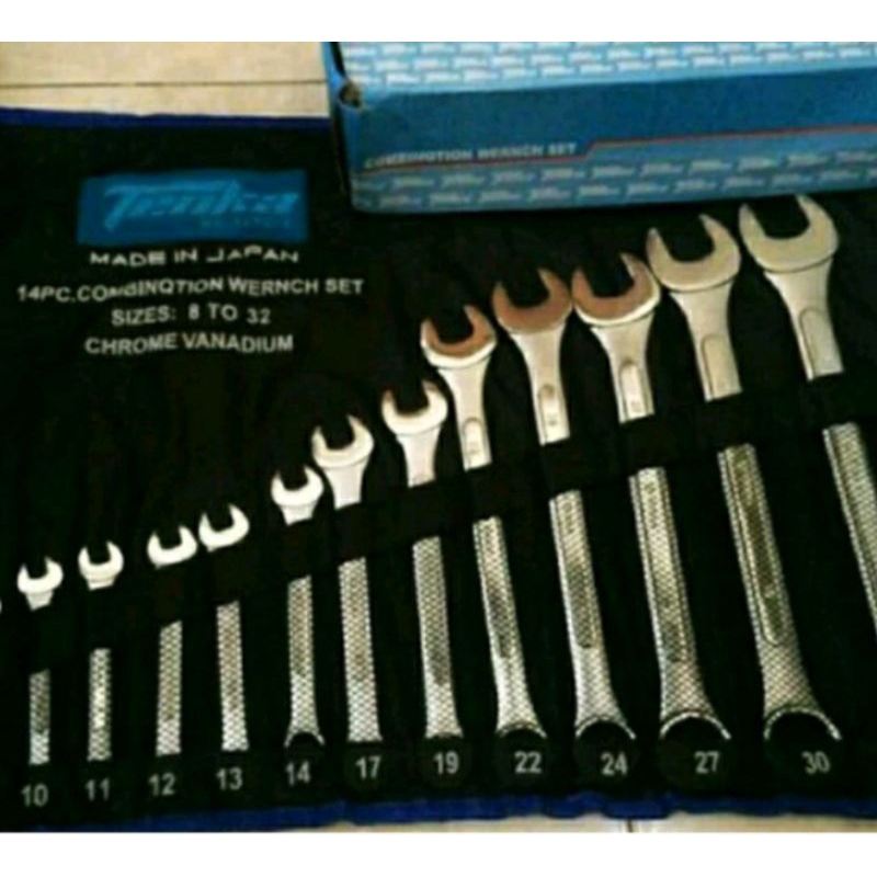 Jual kunci ring pas kombinasi 14 pcs 8-32 mm merek TENKA Made in Japan ...