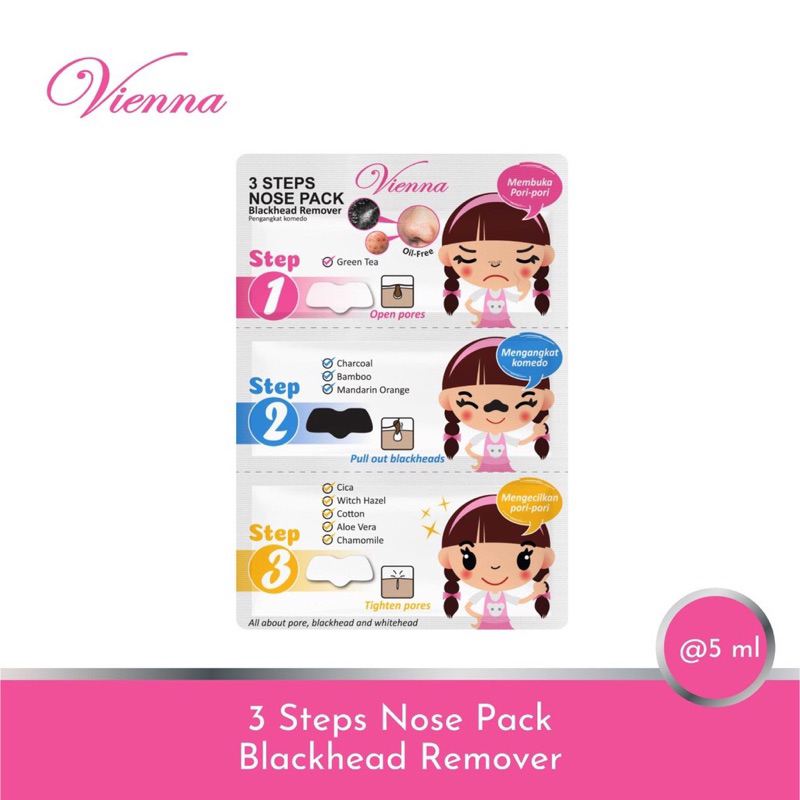 Jual VIENNA 3 STEP NOSE PACK BLACK HEAD REMOVER - SACHET | Shopee Indonesia