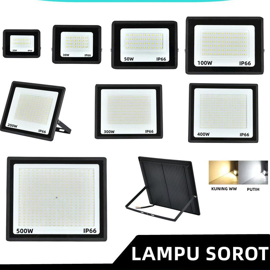 Jual LAMPU SOROT LED 20W//30W//50W//100W//150W//200W//300W//400W//500W OUTDOOR Ip66 WATERPROOF ...