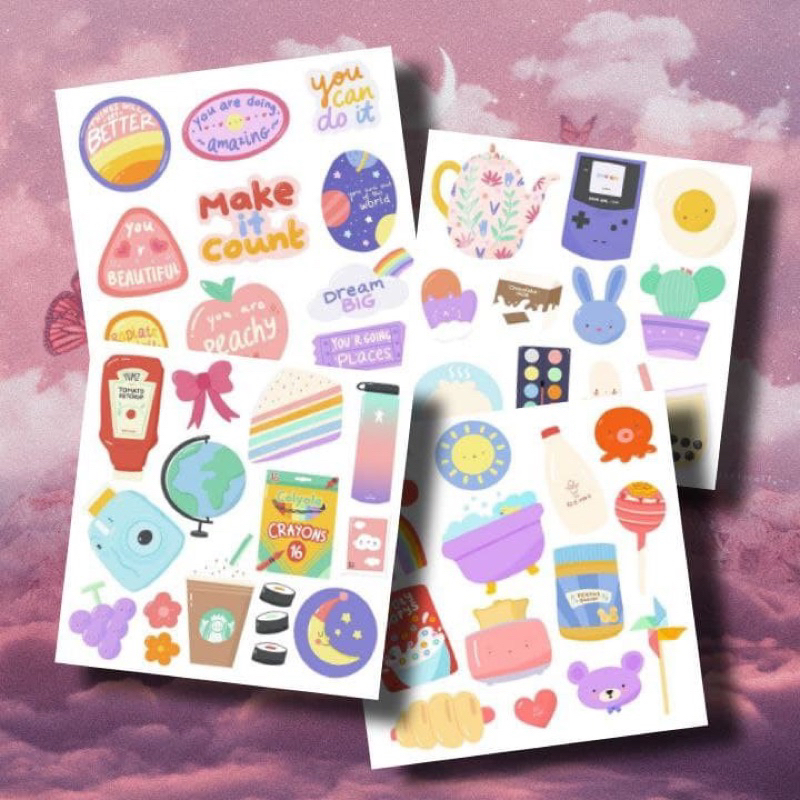 Jual Sticker Mini Aesthetic Cute Cutting Jurnal Scrapbook Bullets ...