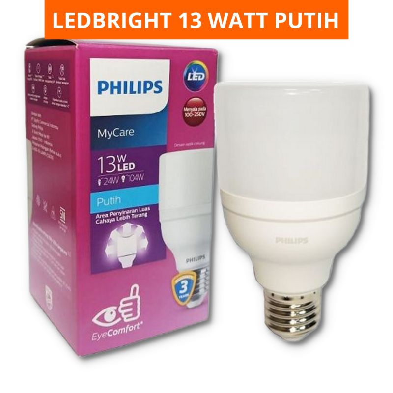 Jual Philips LEDbright 13W putih - bohlam Philips LED bright 13 Watt E27 6500K 230V putih ...