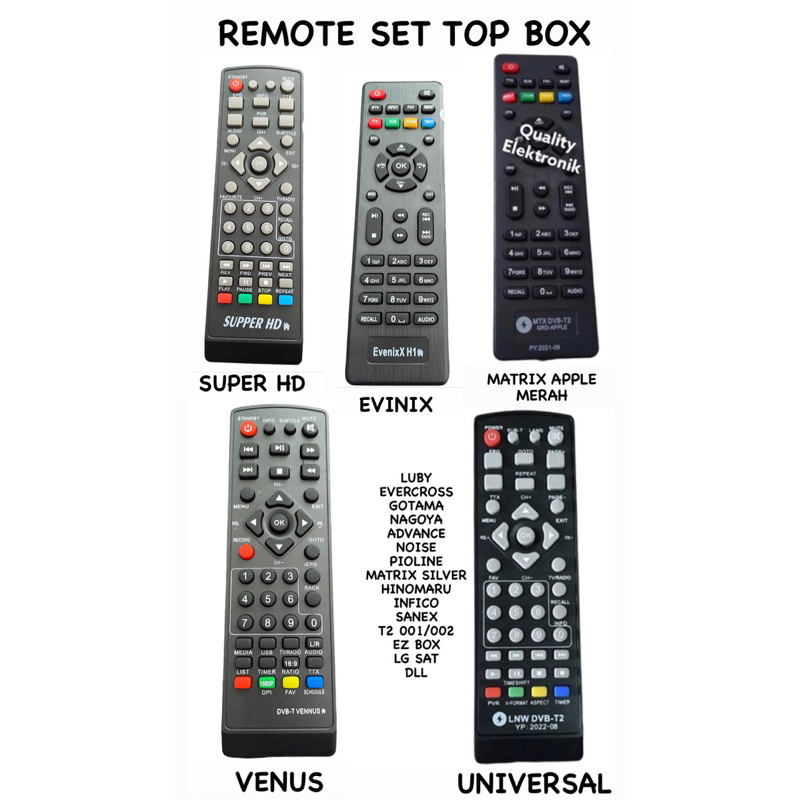 Jual REMOTE SET TOP BOX UNIVERSAL LUBY VENUS MATRIX SUPER HD EVINIX ...