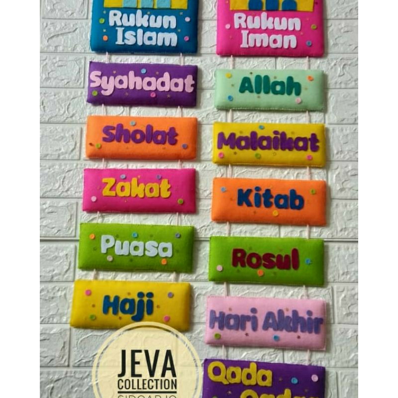 Jual hiasan dinding flanel/hiasan kelas/rukun iman,islam,welcome | Shopee Indonesia