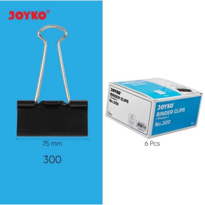 Jual JOYKO BC300 BINDER CLIP KLIP HITAM JEPIT KERTAS BESAR JUMBO 75MM ...